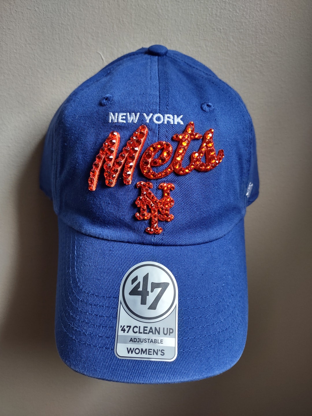 Bling Crystal New York Mets Script Adjustable Hat MLB - Etsy