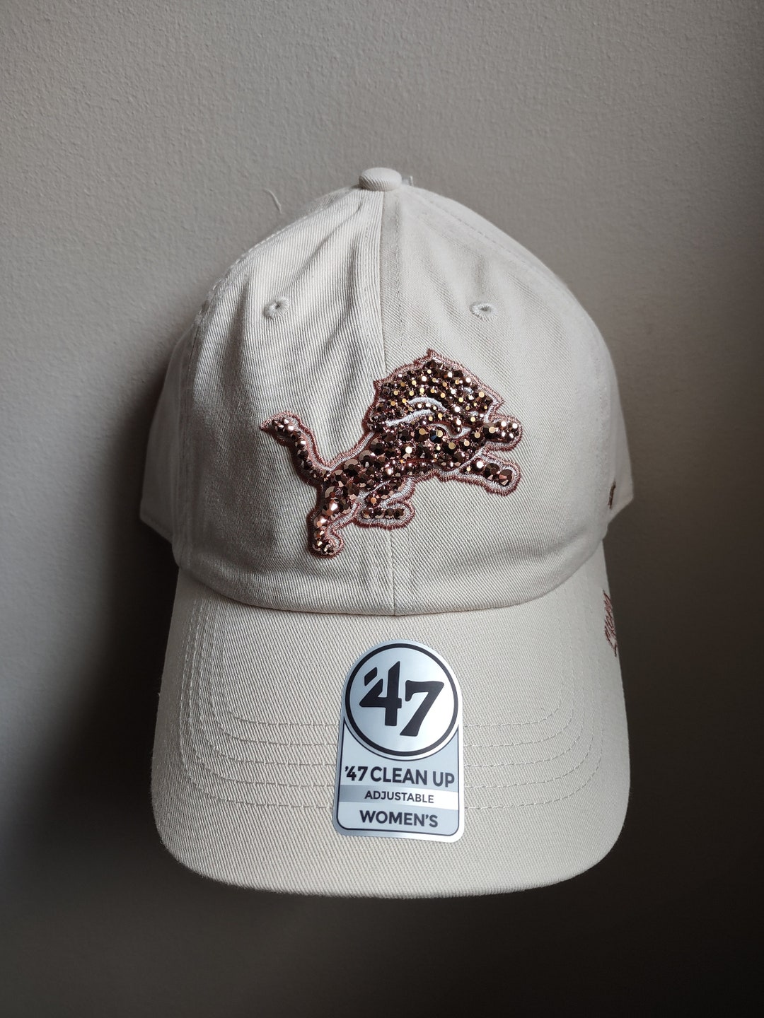 Bling Crystal Detroit Lions Ivory & Rose Gold Adjustable Hat NFL ...