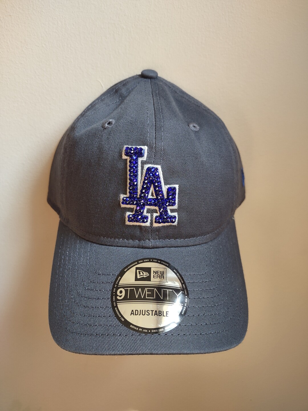 Bling Crystal LA Dodgers Gray & Royal Blue Adjustable Hat MLB Bling Hat ...