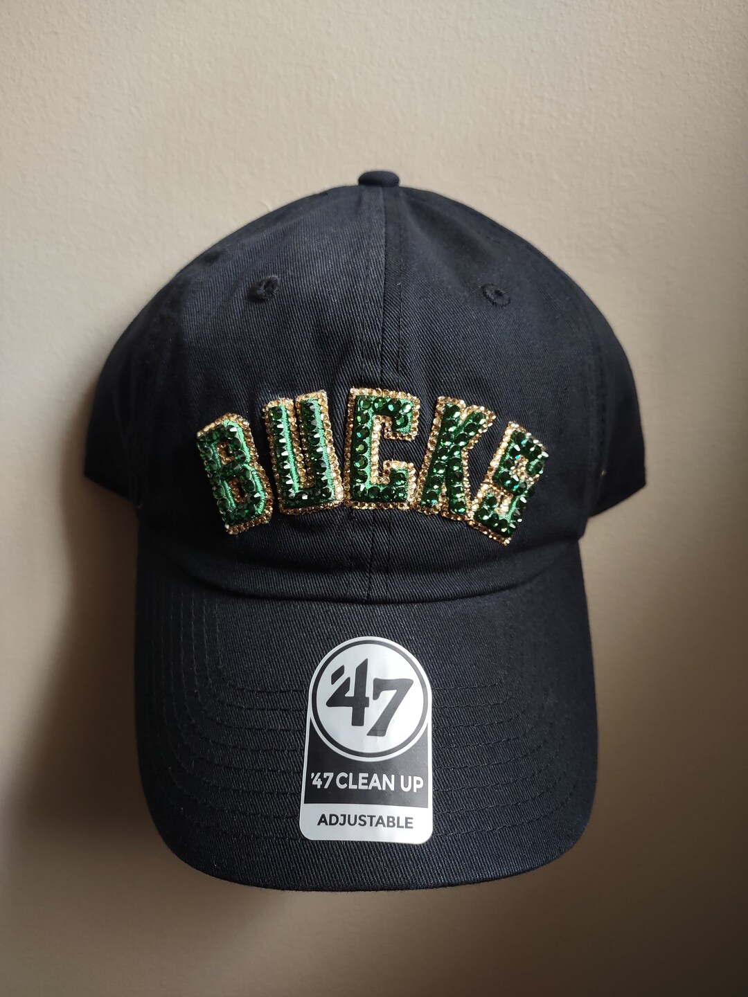 Bling Crystal Milwaukee Bucks Script Black Adjustable Hat - Etsy