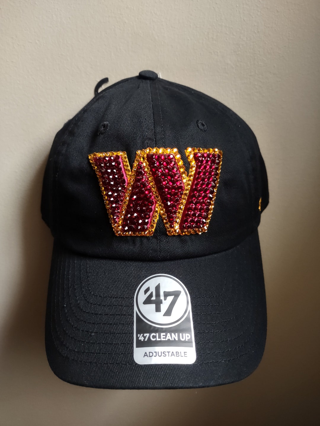 Bling Crystal Washington Commanders Black Adjustable Hat NFL - Etsy