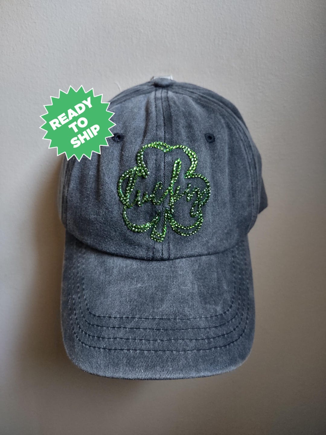 Bling Crystal Lucky Shamrock Outline Hat | St. Patrick's Day Bling Hat ...