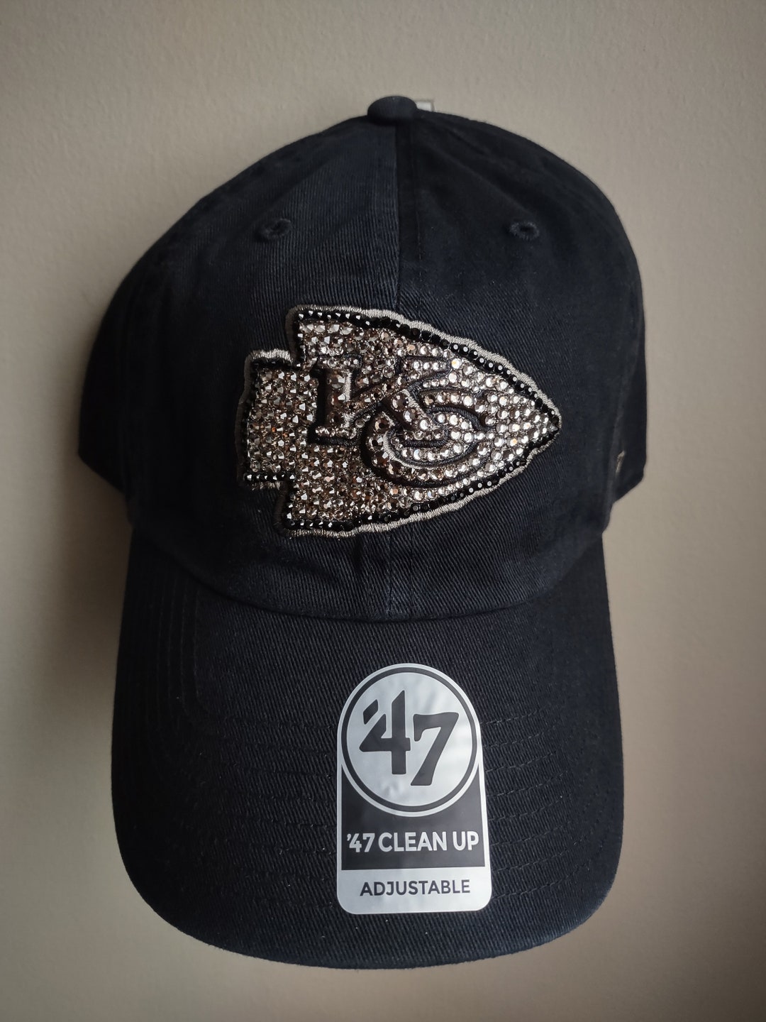 Bling Crystal Kansas City Chiefs Black and Gray Adjustable Hat NFL ...