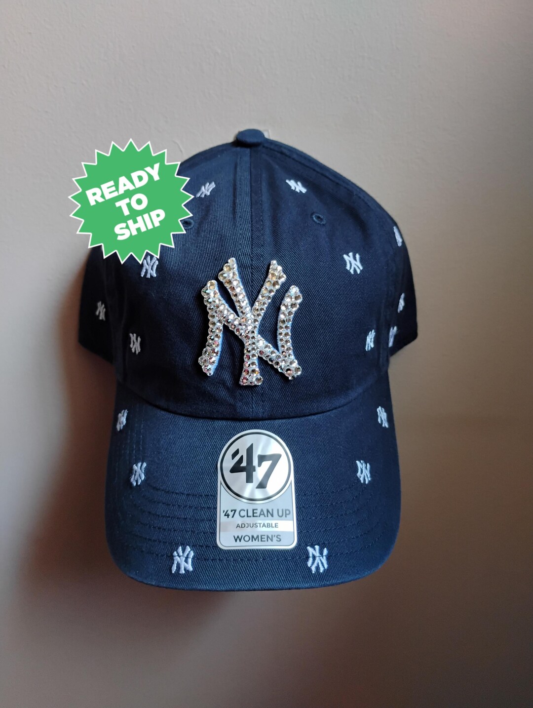 Bling Crystal New York Yankees Confetti Navy Blue Adjustable Hat | MLB ...