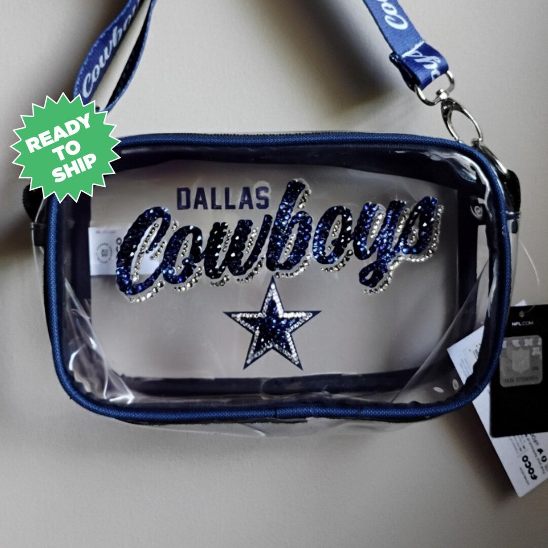 Bling Crystal Dallas Cowboys Script Clear Crossbody Bag | Clear Stadium ...