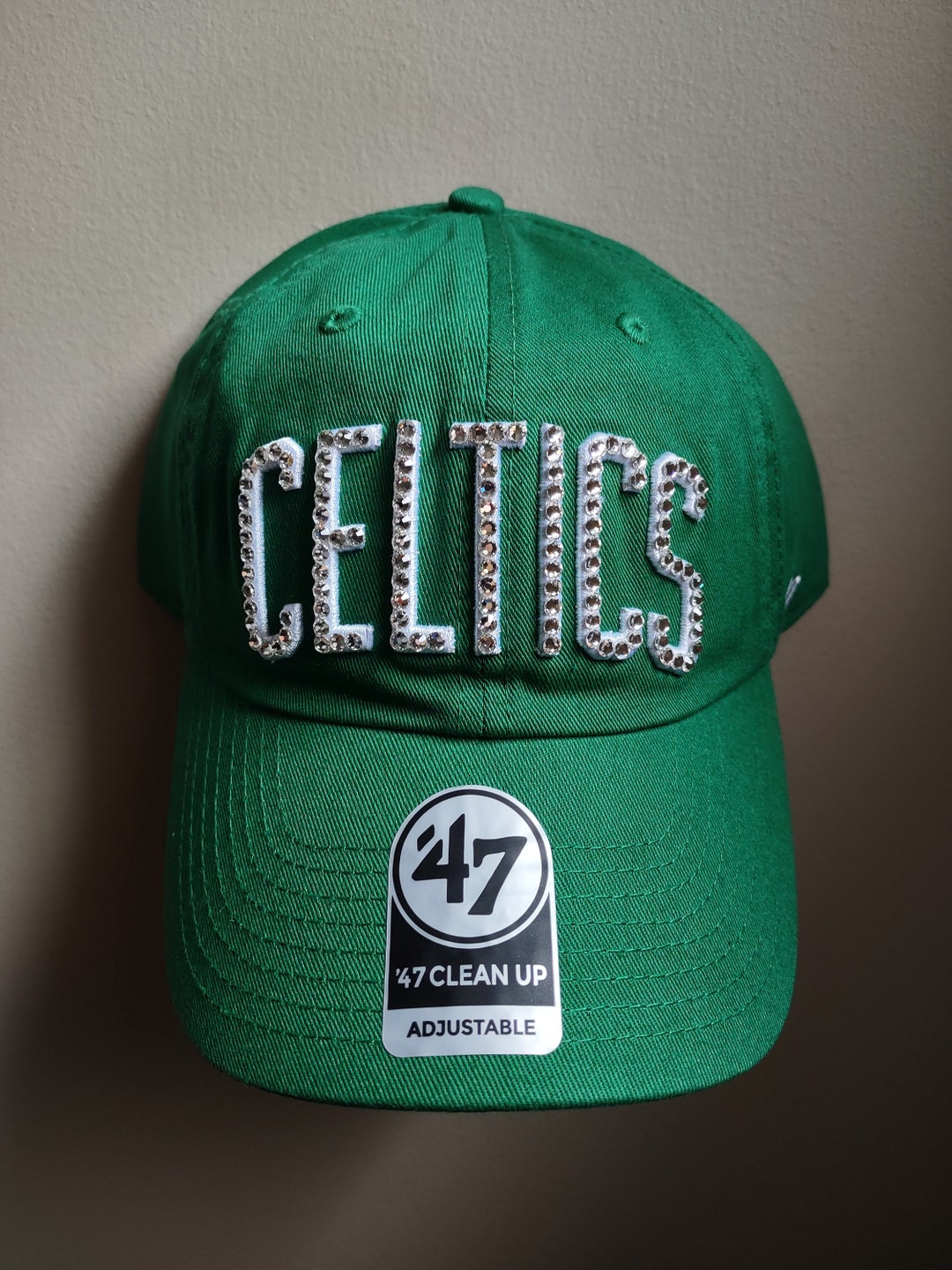 Bling Crystal Boston Celtics Script Green Adjustable Hat NBA Bling Hat ...