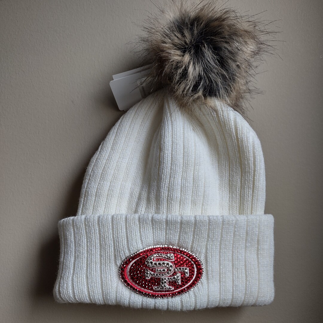 Bling Crystal San Francisco 49ers Cream Winter Beanie Hat NFL Football ...