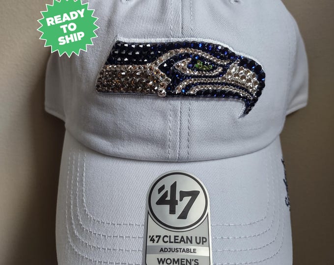 Bling Crystal Seattle Seahawks White Adjustable Hat | NFL Football ...