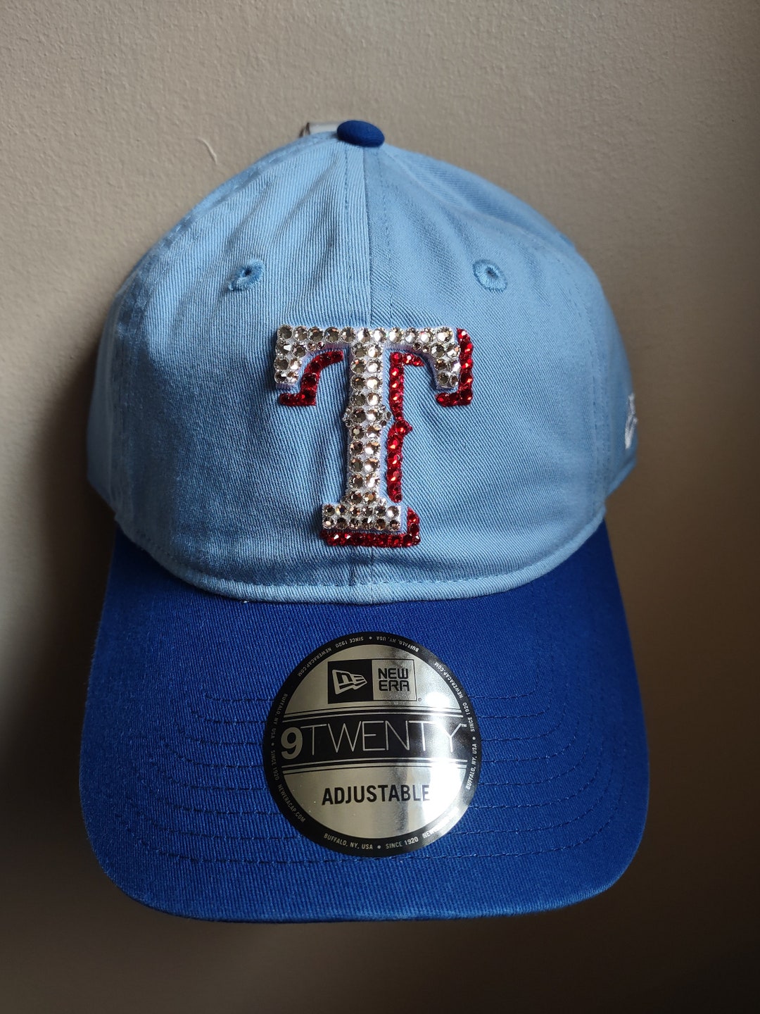 Bling Crystal Texas Rangers Light Blue Two Tone Adjustable Hat | MLB ...
