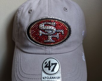 Bling Crystal San Francisco 49ers Script Black Adjustable Hat NFL ...