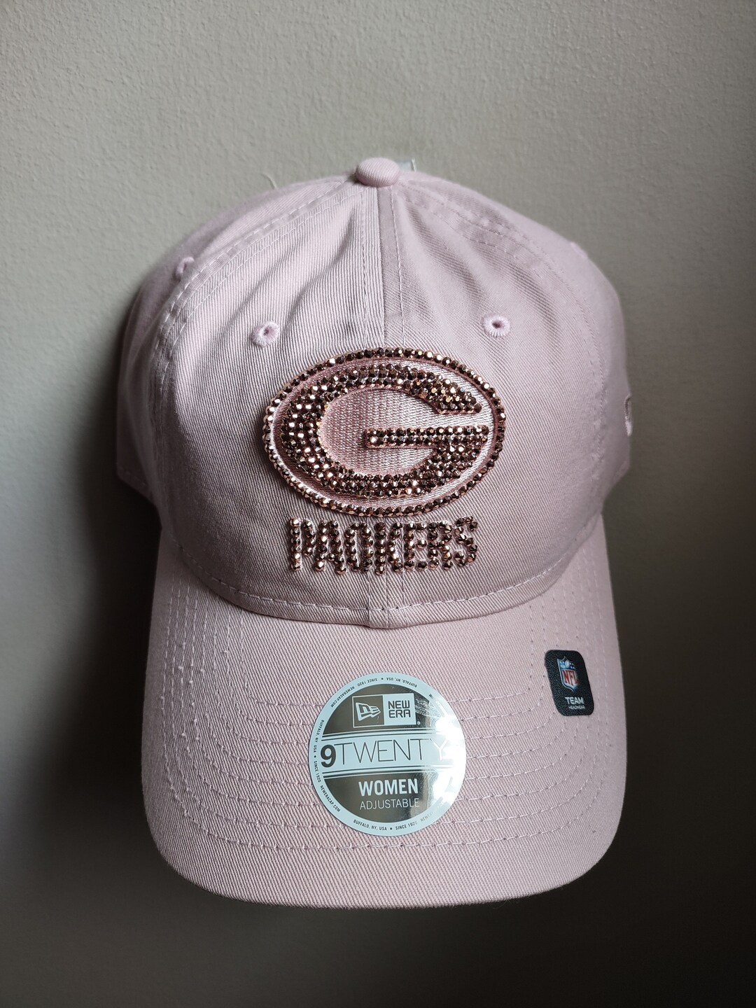 Bling Crystal Green Bay Packers Pink & Rose Gold Adjustable Hat NFL ...