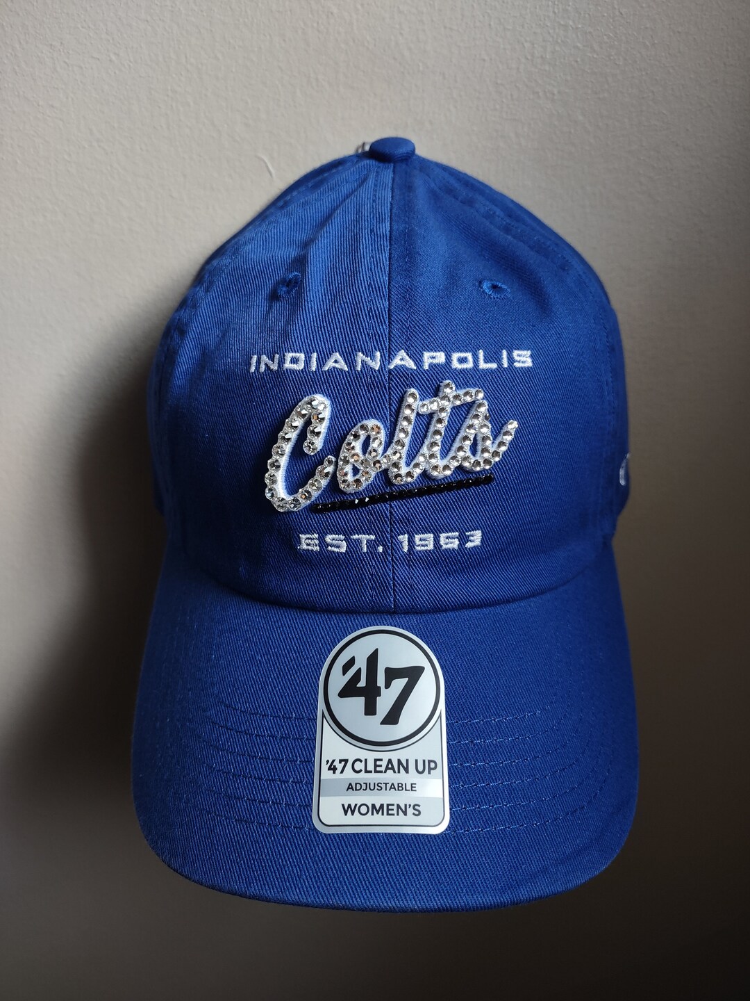 Bling Crystal Indianapolis Colts Script Blue Adjustable Hat | NFL ...