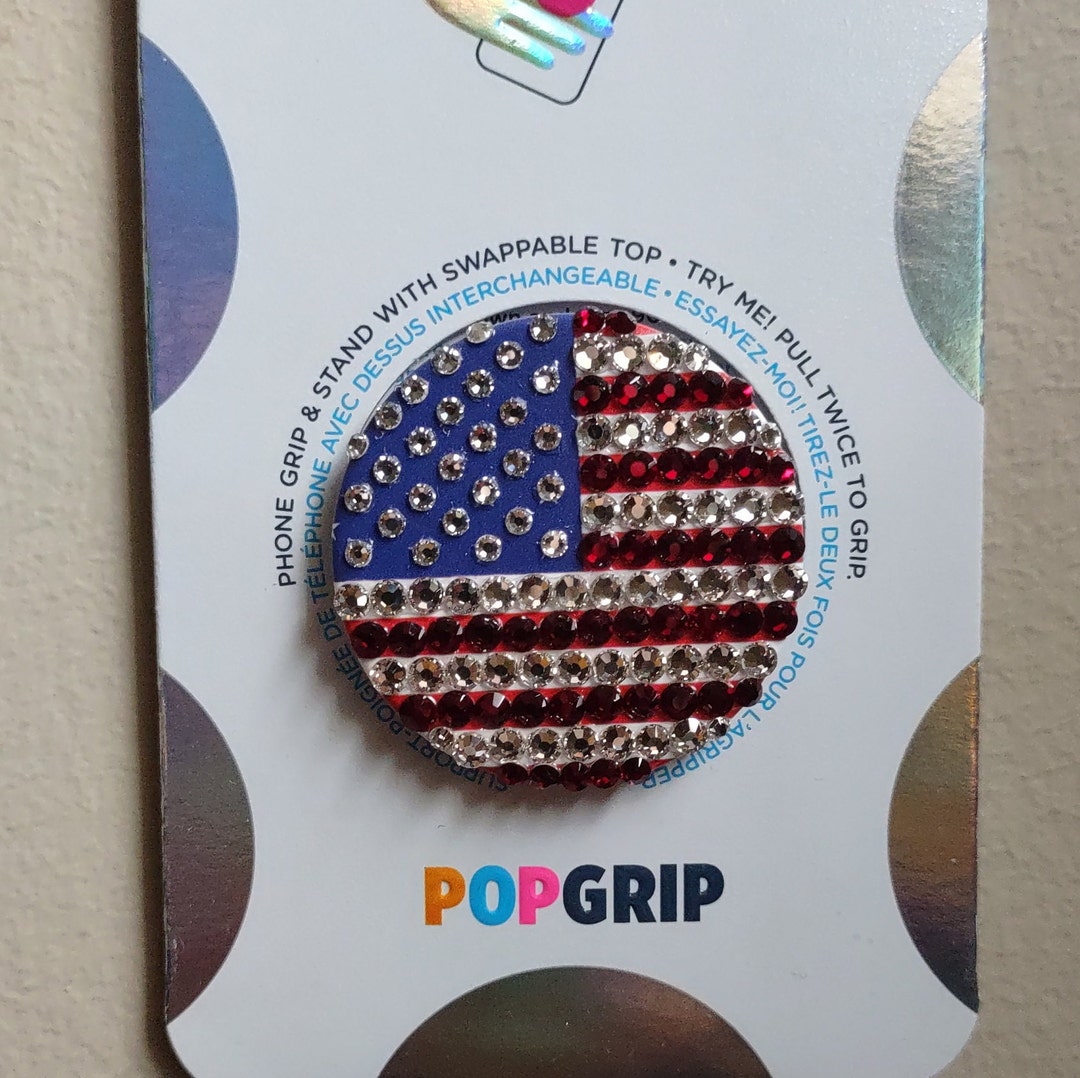 Bling Crystal American Flag Popsocket Popgrip Rhinestone Popsocket Accented With Preciosa Maxima ...