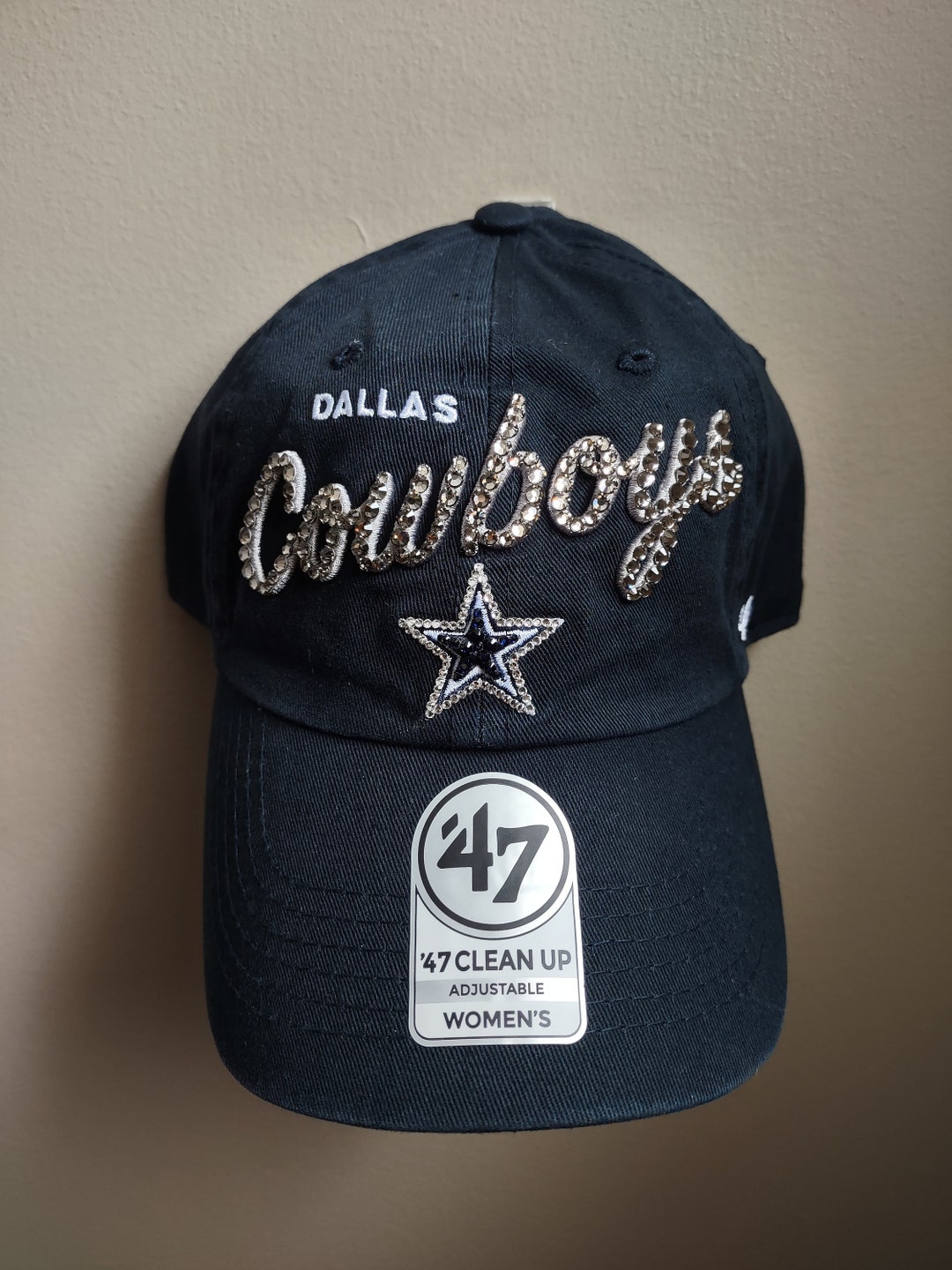 Bling Crystal Dallas Cowboys Script Navy Adjustable Hat NFL Bling Hat ...