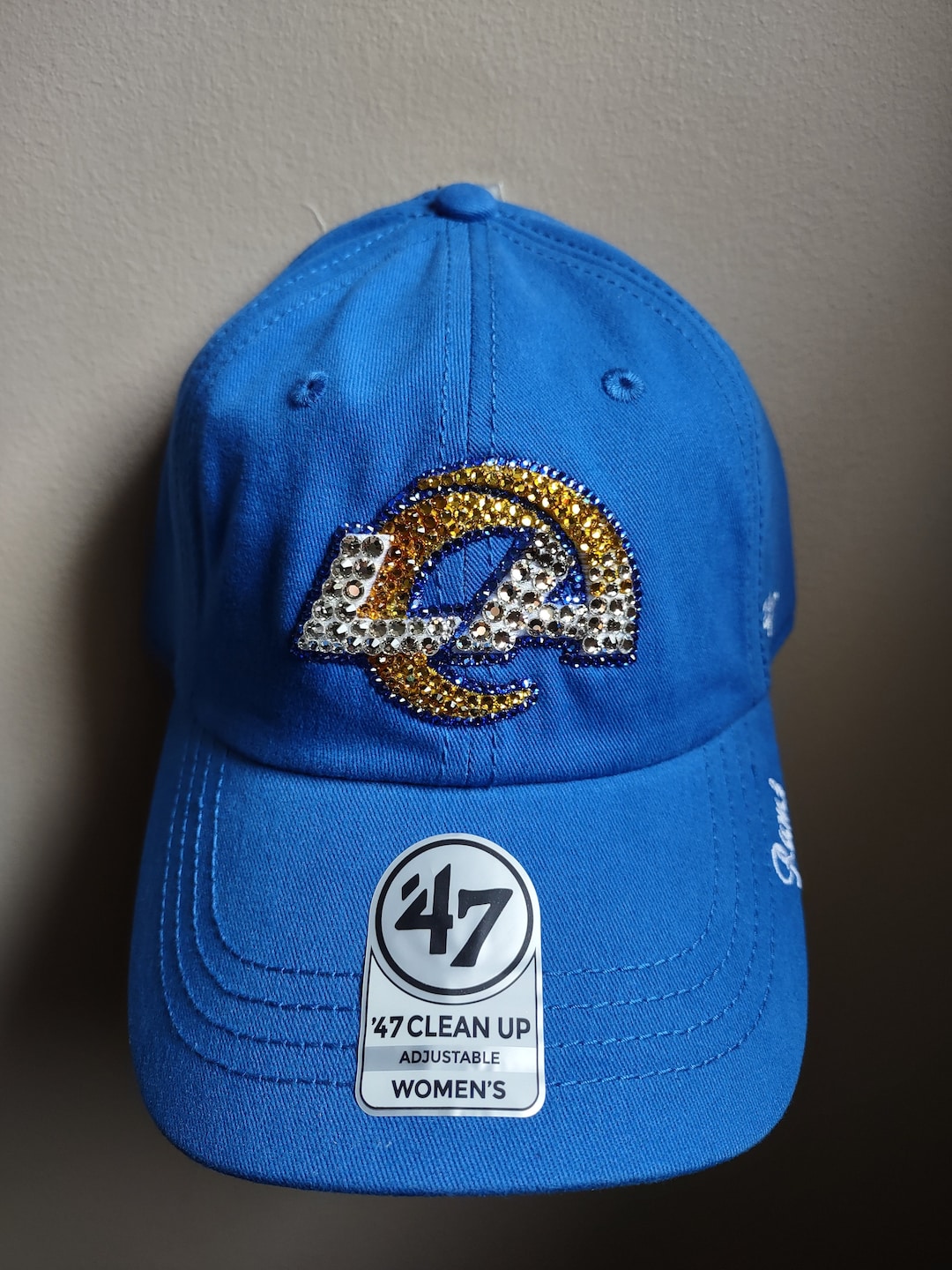 Bling Crystal Los Angeles Rams Blue Adjustable Hat NFL - Etsy