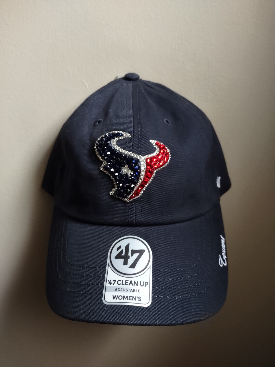Bling Crystal Houston Texans Navy Blue Adjustable Hat NFL Football ...