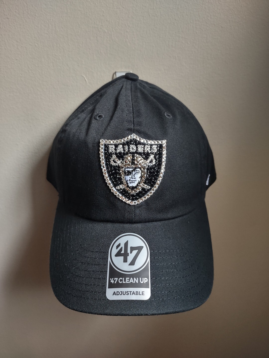 Bling Crystal Las Vegas Raiders Black Adjustable Hat | NFL Football ...