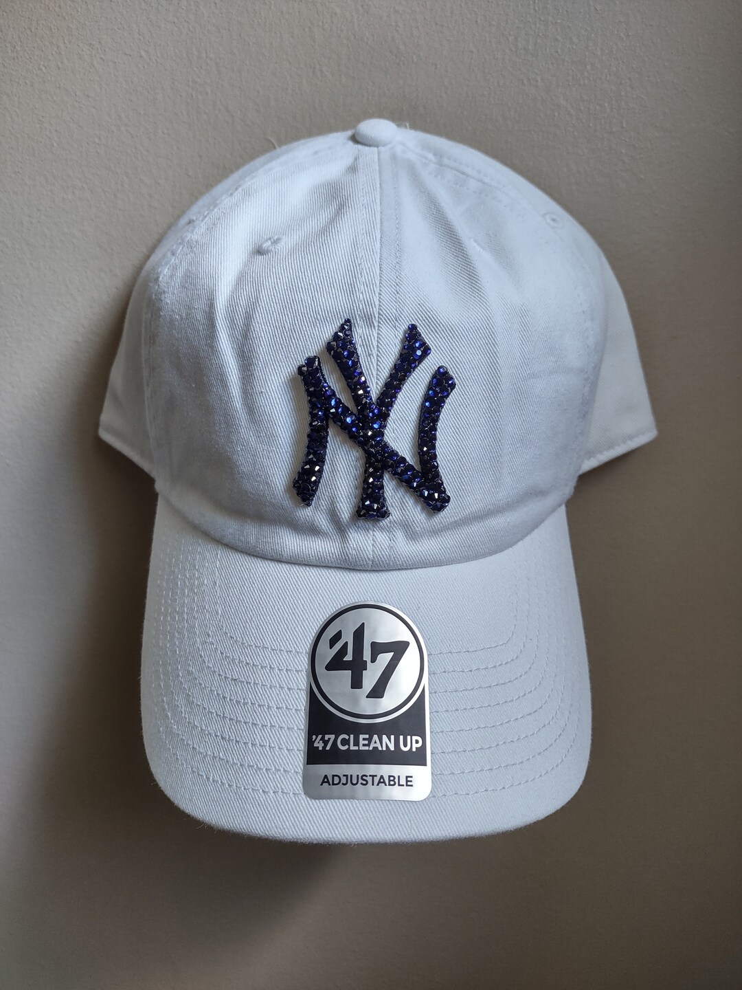 Bling Crystal New York Yankees White & Navy Adjustable Hat MLB Baseball ...