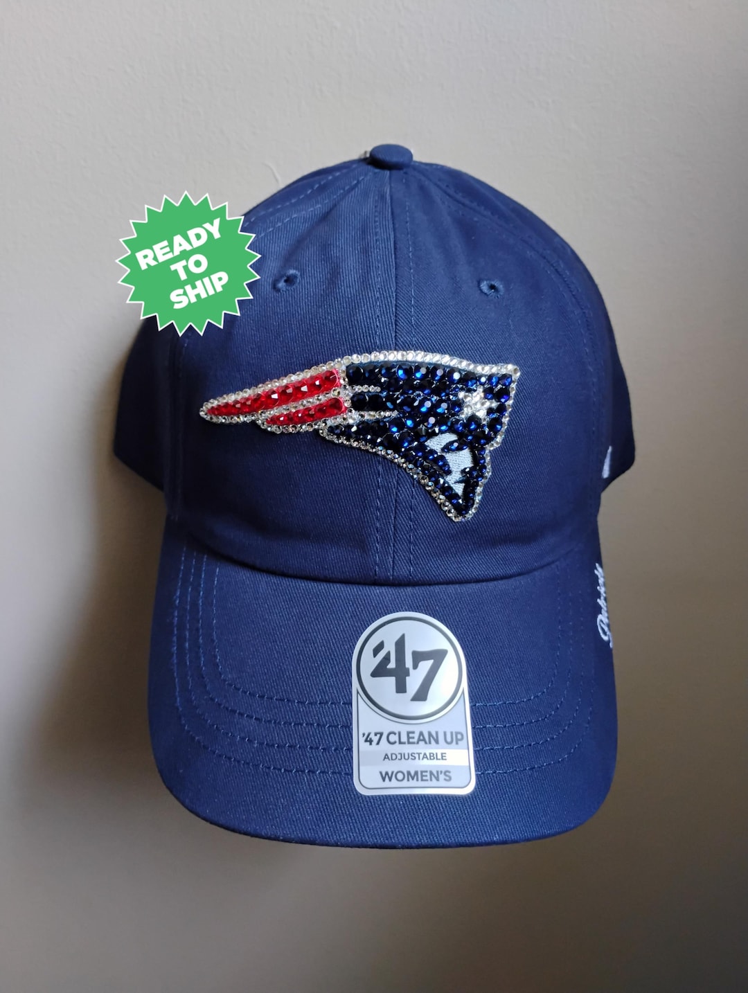 Bling Crystal New England Patriots Navy Blue Adjustable Hat | NFL Bling ...