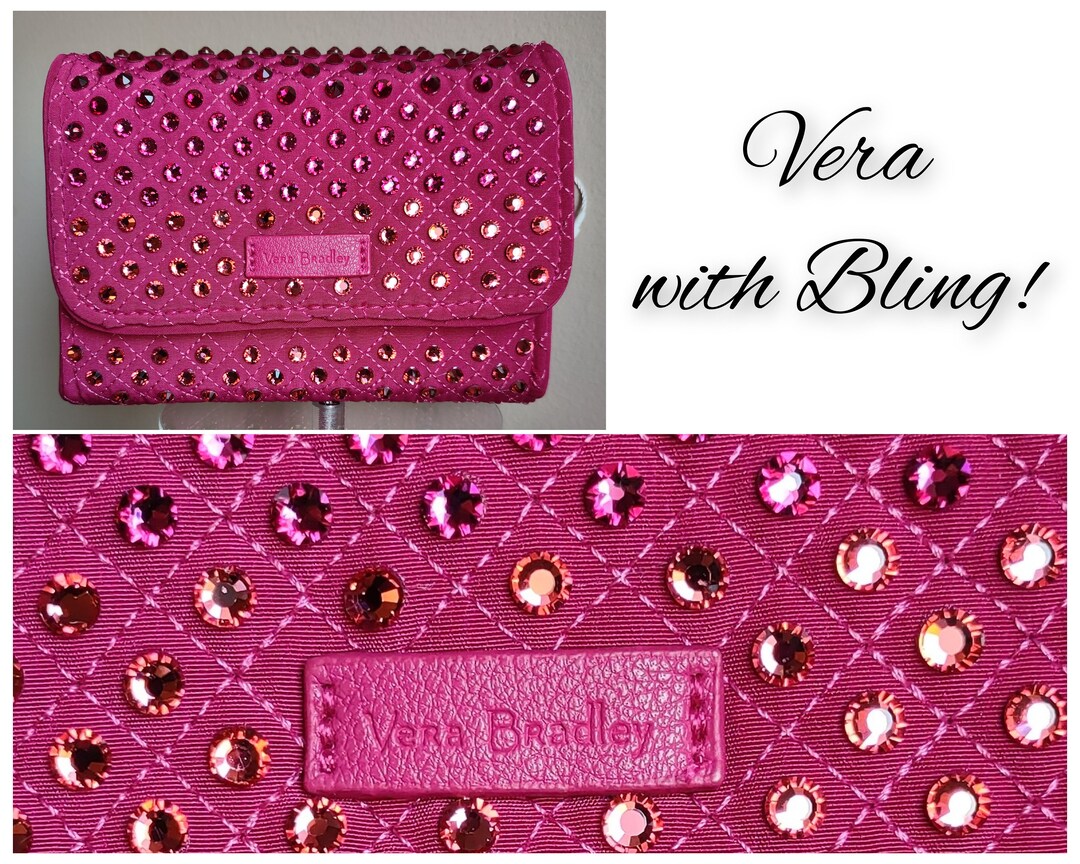 Bling Crystal Vera Bradley Riley RFID Wallet in Passion Pink ...
