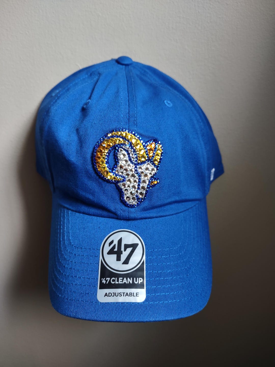 Bling Crystal Los Angeles Rams Blue Adjustable Hat NFL Football Bling ...