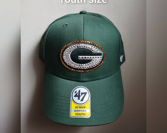 Bling Crystal Green Bay Packers Script Green Adjustable Hat NFL ...