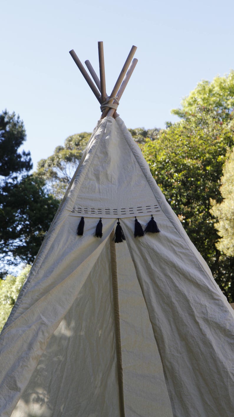 Kids Teepee Natural Calico Tassel Teepee // Teepee Tent // Unbleached ...