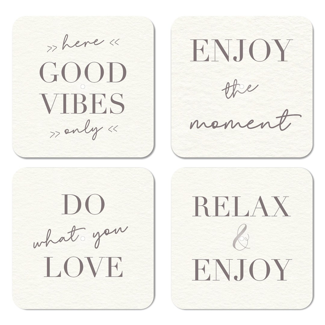 INTERLUXE Illuminated LED Coasters Set of 4 Relax Glass Coasters Gift ...