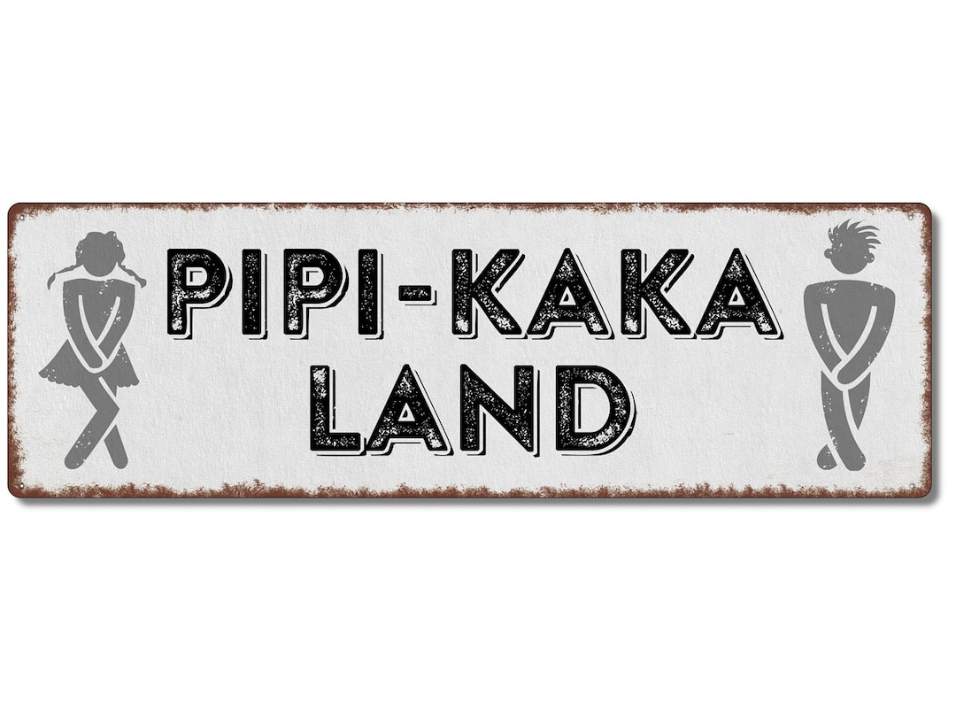 Interluxe Metal Sign Pipi-kaka-land Bathroom Toilet Toilet Funny Sign ...