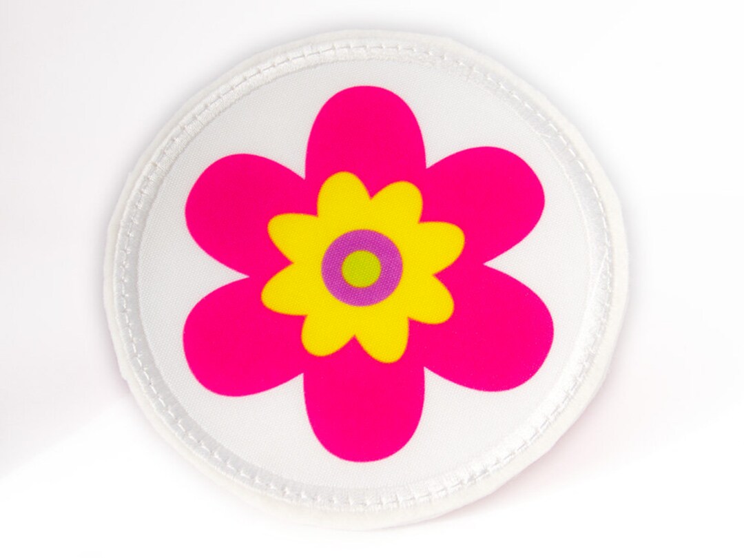 Fabric Velcro Patch for Schoolbag Flower Pink Personalizable With Name ...