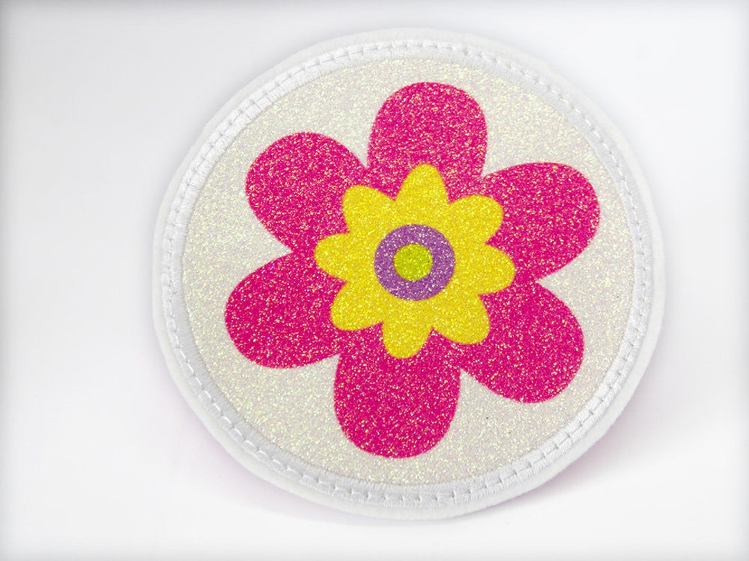 Glitter Velcro Patch for Satchels Flower Pink Customizable With Name ...