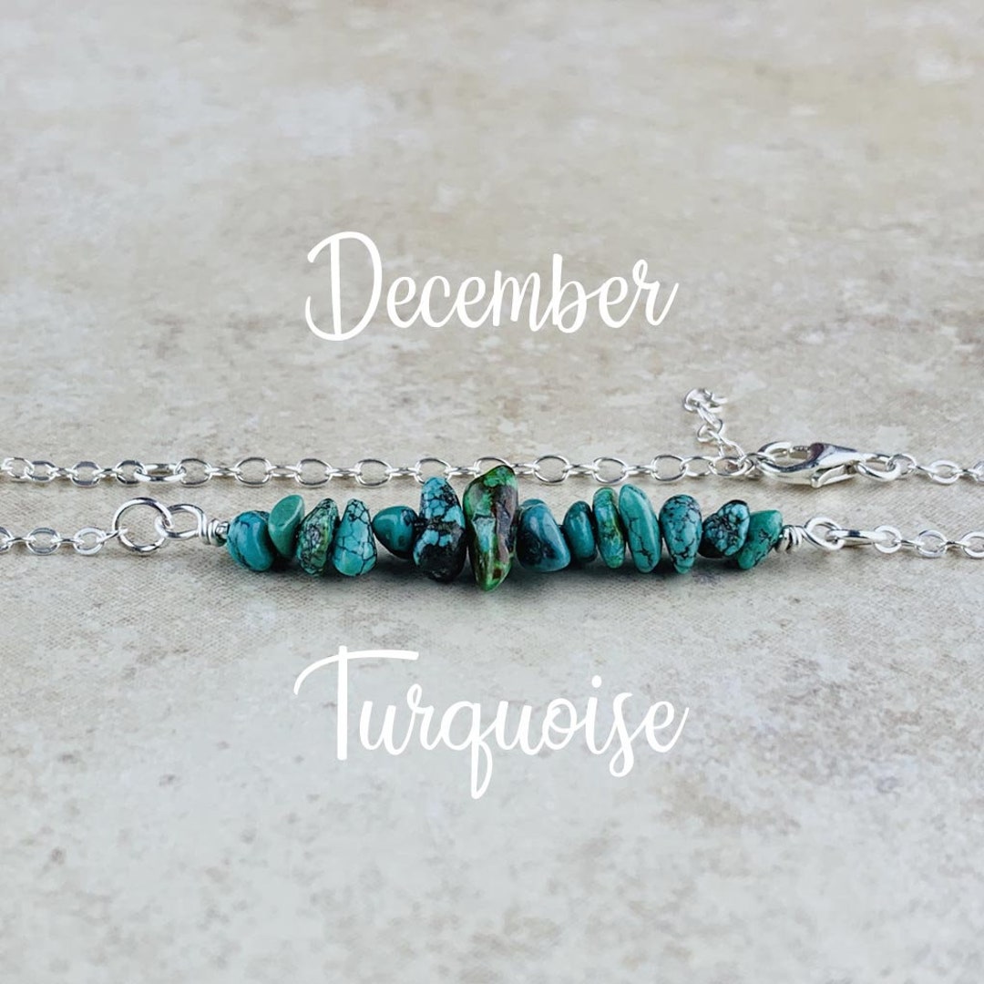 December Birthstone Bracelet, Turquoise Bracelet, Silver or Gold, Blue ...