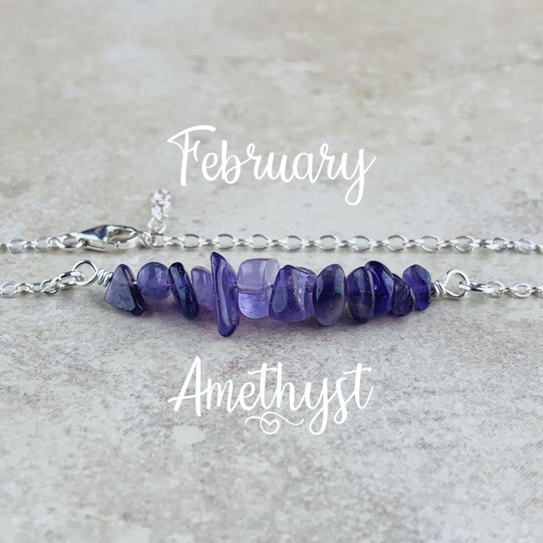 February Birthstone Bracelet, Amethyst Bracelet, Silver or Gold, Purple ...