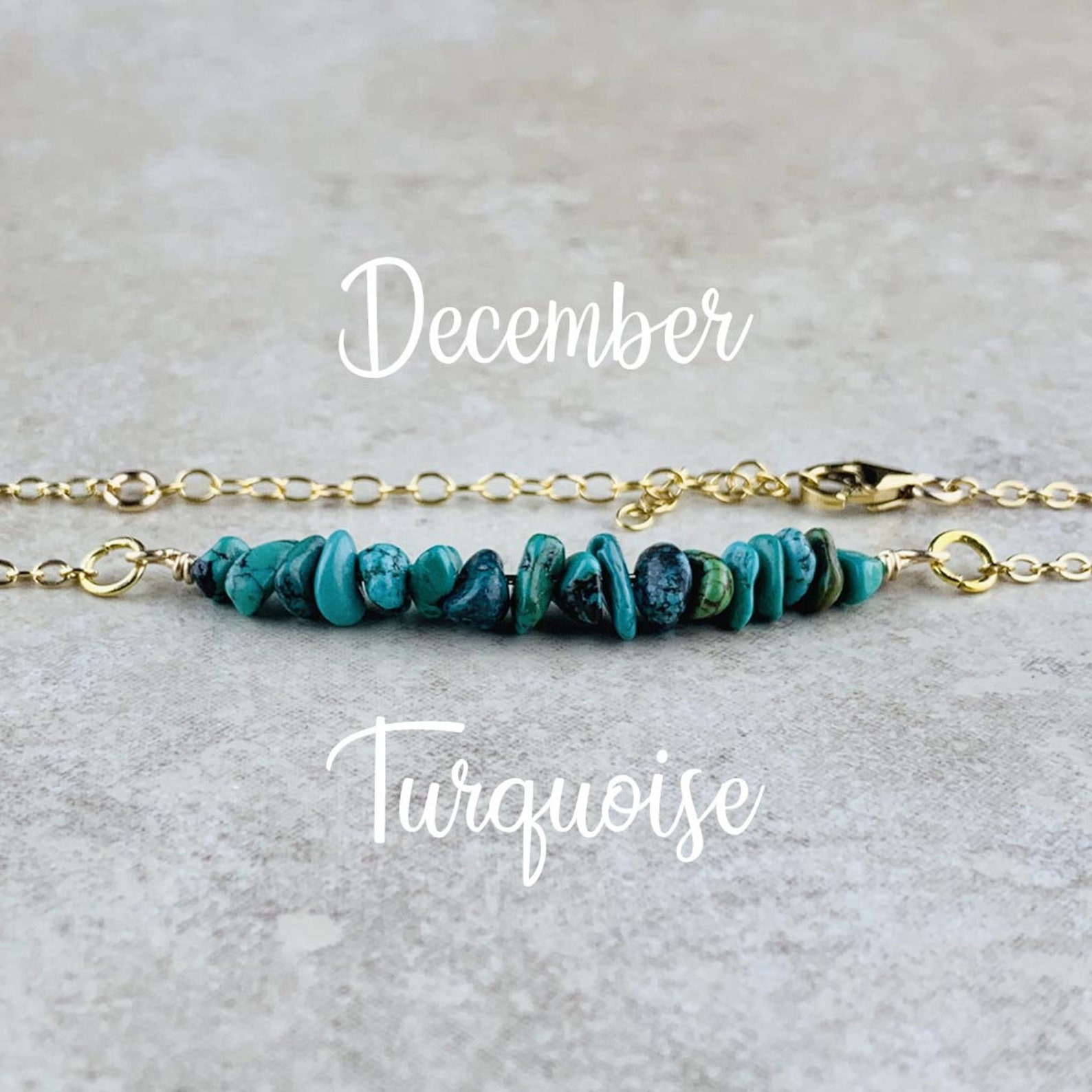 December Birthstone Bracelet, Turquoise Bracelet, Silver or Gold, Blue ...
