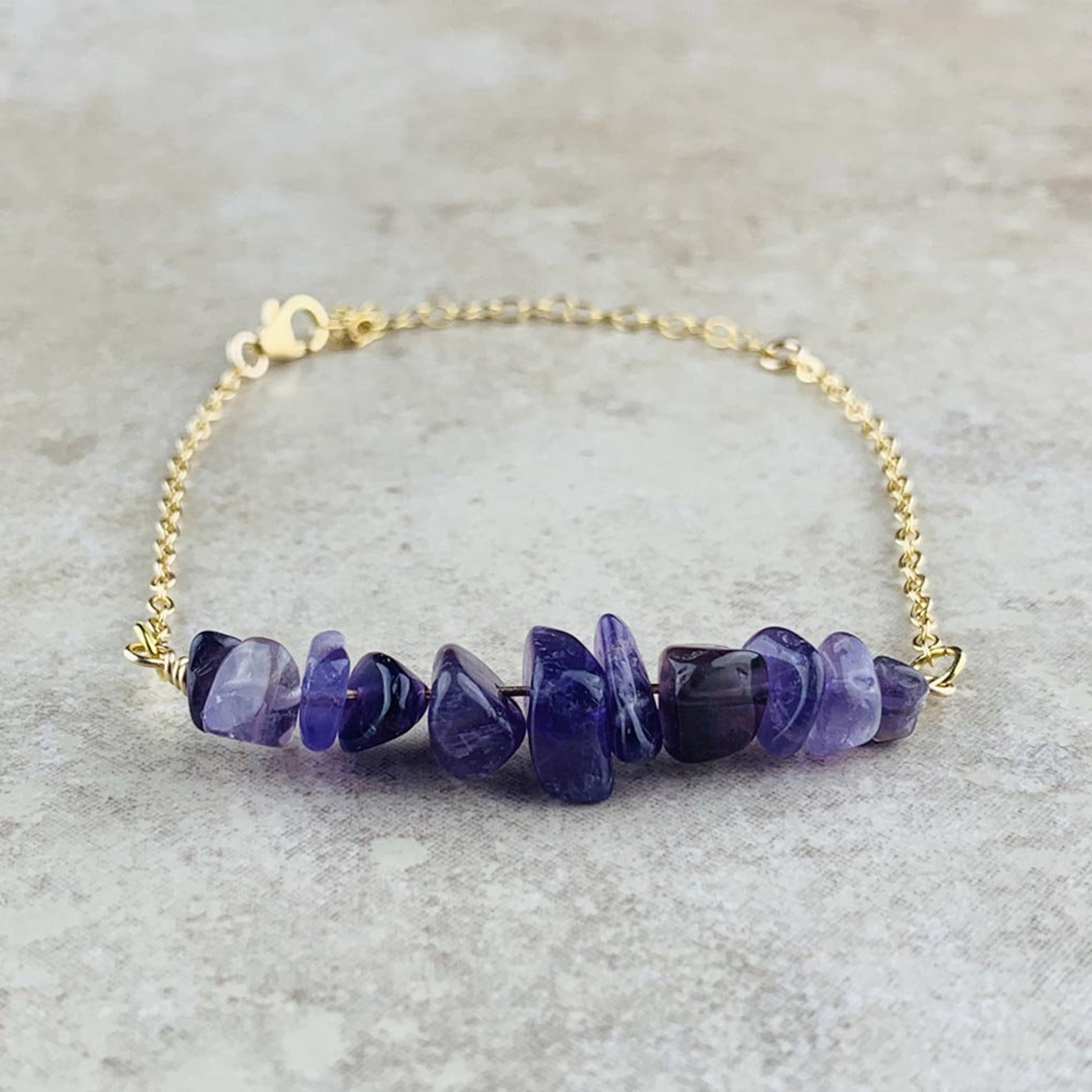 February Birthstone Bracelet, Amethyst Bracelet, Silver or Gold, Purple ...