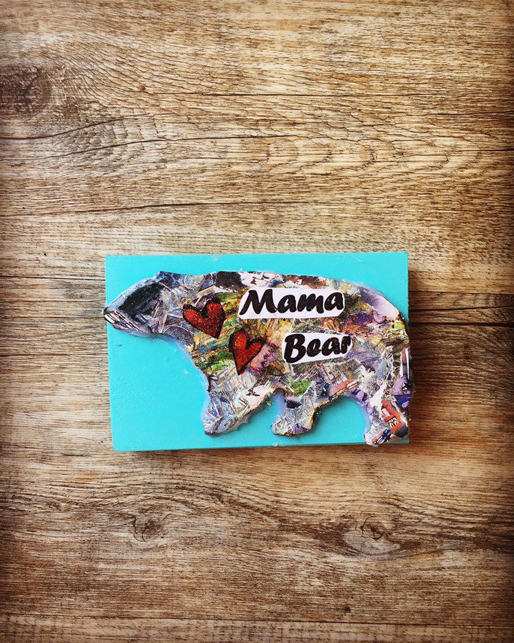 Mama Bear Wooden Collage Sign Mama Bear, Rustic Wood Sign, Expressive ...