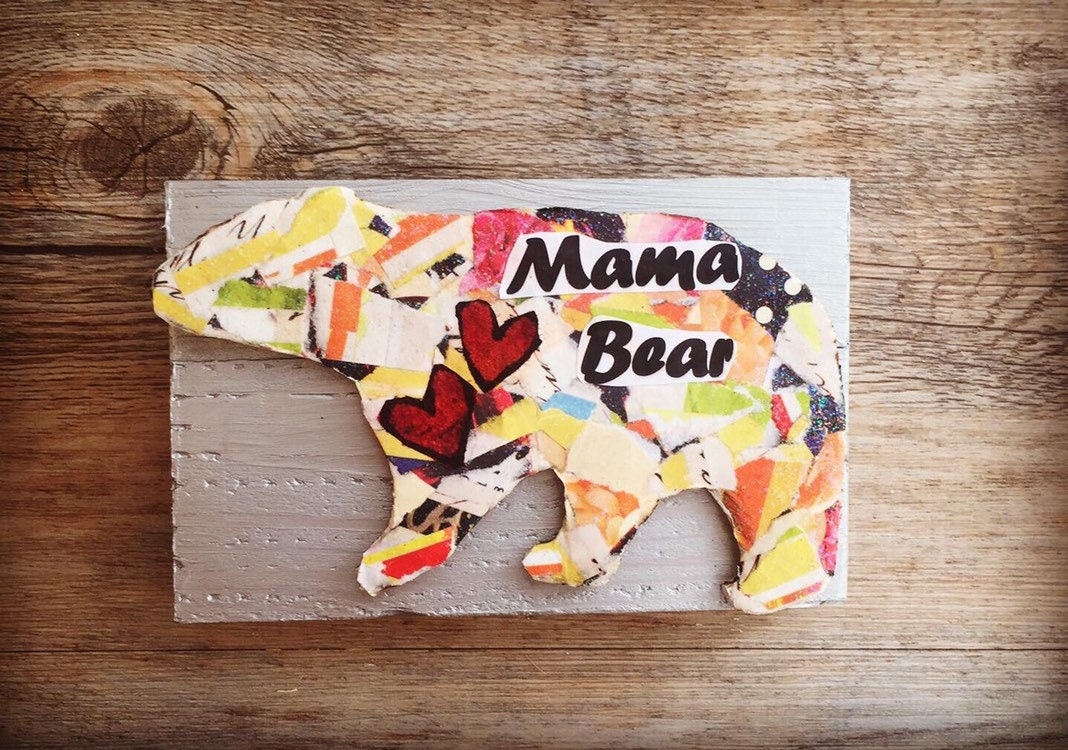 Mama Bear Wooden Collage Sign Mama Bear Rustic Wood Sign | Etsy
