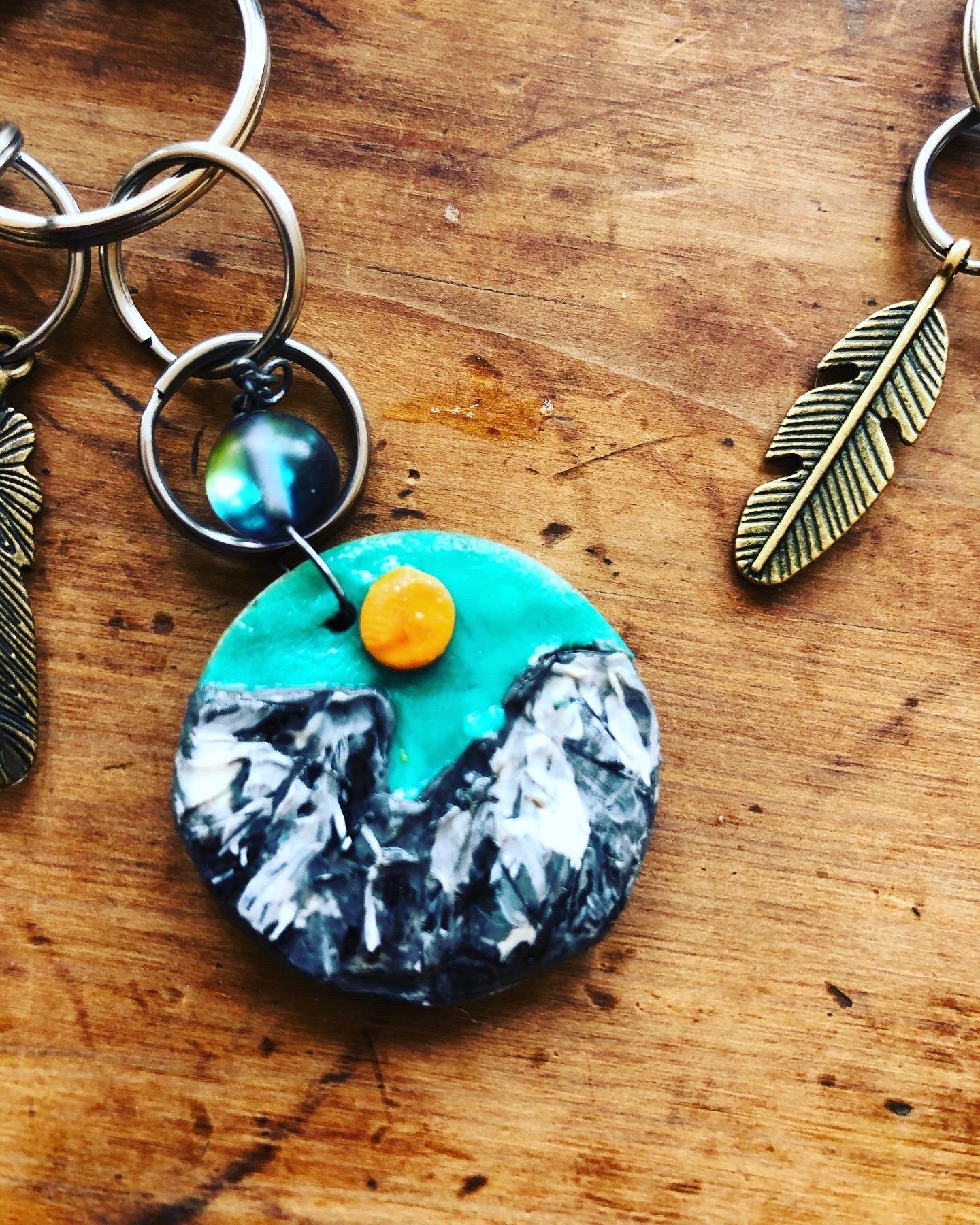 Sculpey mountain dreamer keychains mountain lover sculpted | Etsy