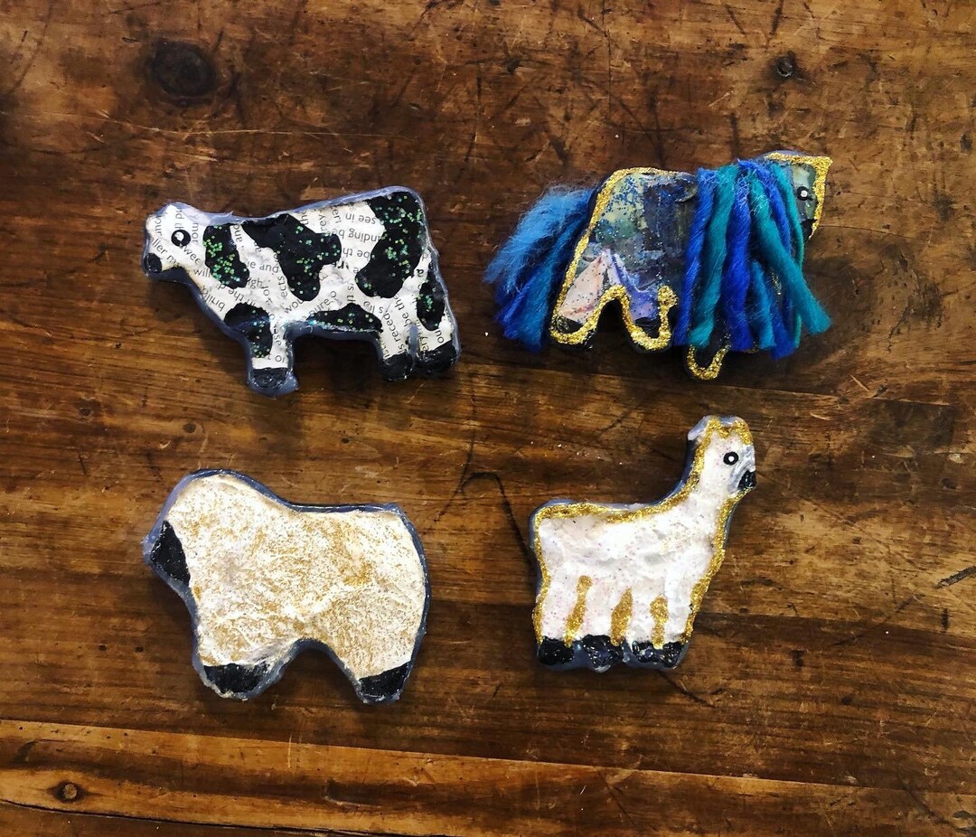 Recycled Collage Adorable Fridge Magnets, Perfect Gift, Llama Magnet ...