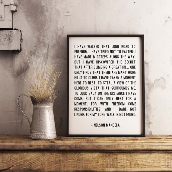 Prints Long walk to freedom quote Nelson Mandela Quote Printable Wall ...