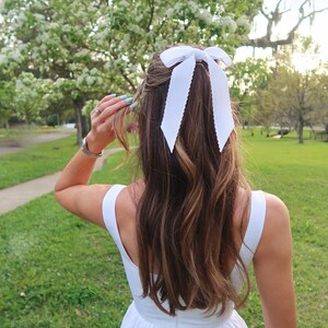 Brigitte Hair Bow Barrette, Ivory Hair Bow, Grosgrain Hair Bow, Lace ...