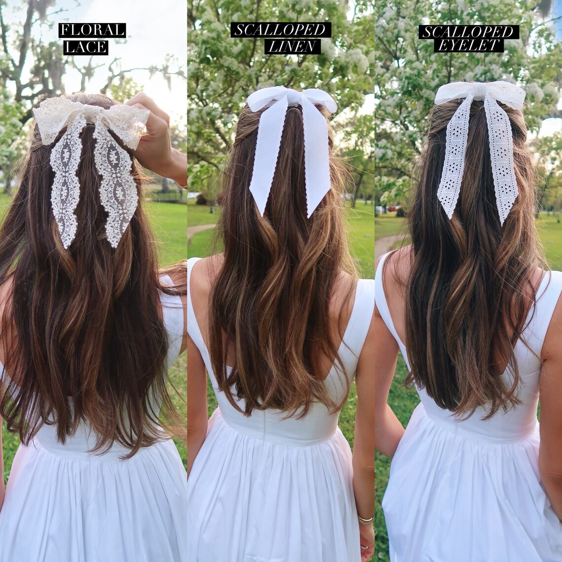 Brigitte Hair Bow Barrette, Ivory Hair Bow, Grosgrain Hair Bow, Lace ...