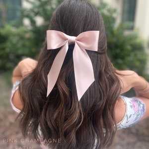 Brigitte Hair Bow Barrette, Pink Hair Bow, Easter Hair Bow, Rose Gold ...