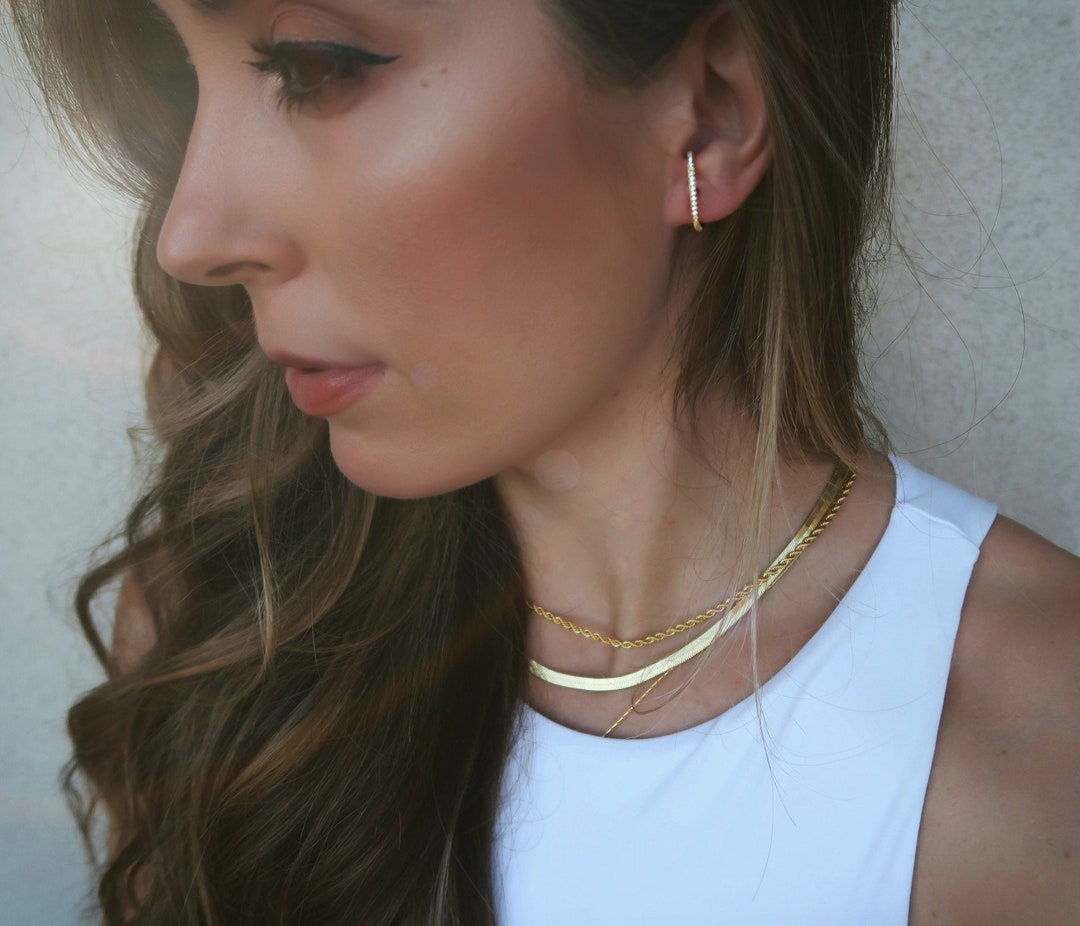 Gold Ear Bar Earrings, Gold-plated Ear Huggies, Simple Gold Earrings ...