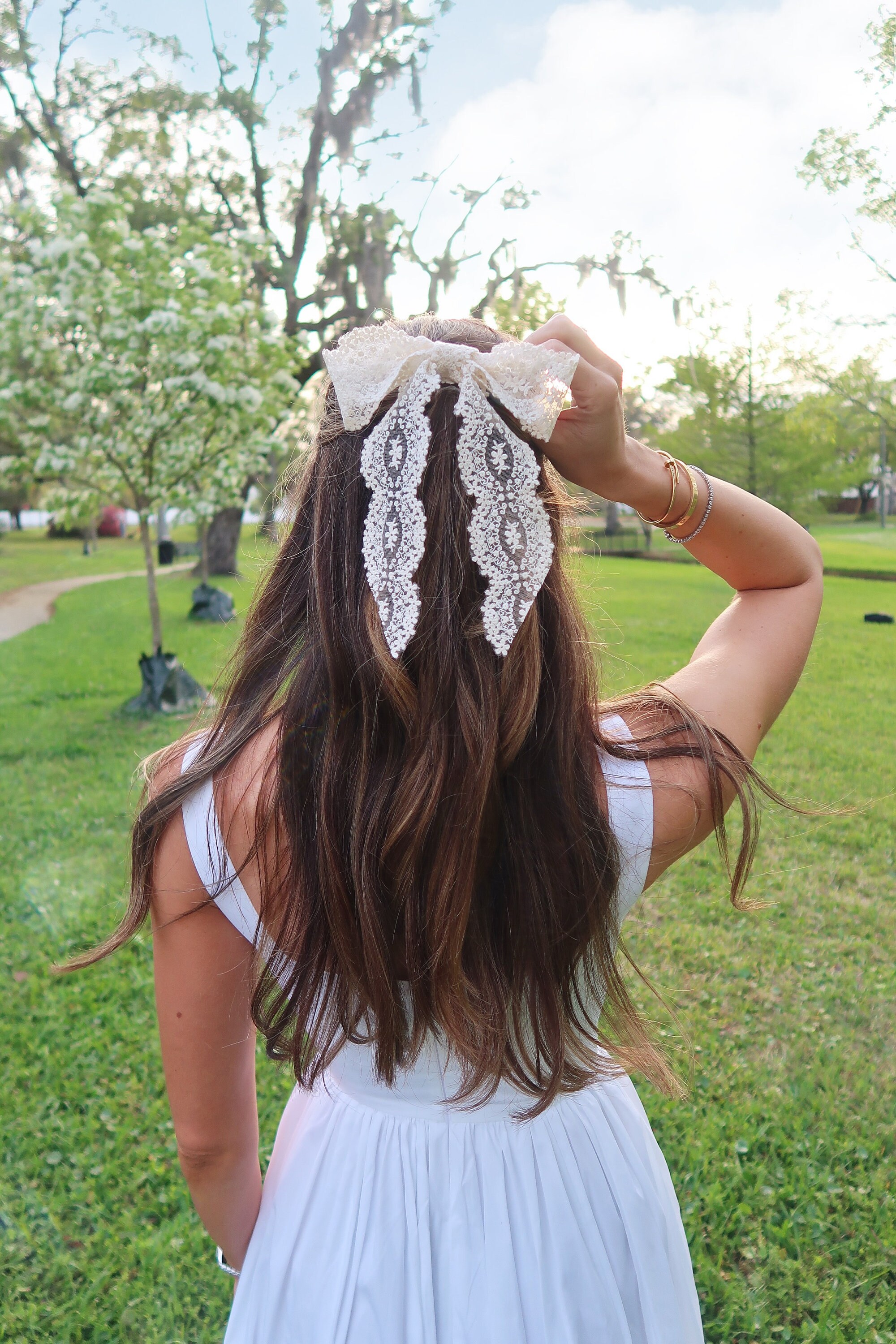 Brigitte Hair Bow Barrette, Ivory Hair Bow, Grosgrain Hair Bow, Lace ...