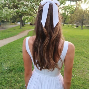 Brigitte Hair Bow Barrette, Ivory Hair Bow, Grosgrain Hair Bow, Lace ...