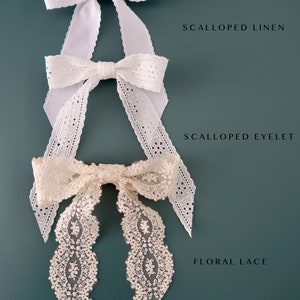 Brigitte Hair Bow Barrette, Ivory Hair Bow, Grosgrain Hair Bow, Lace ...