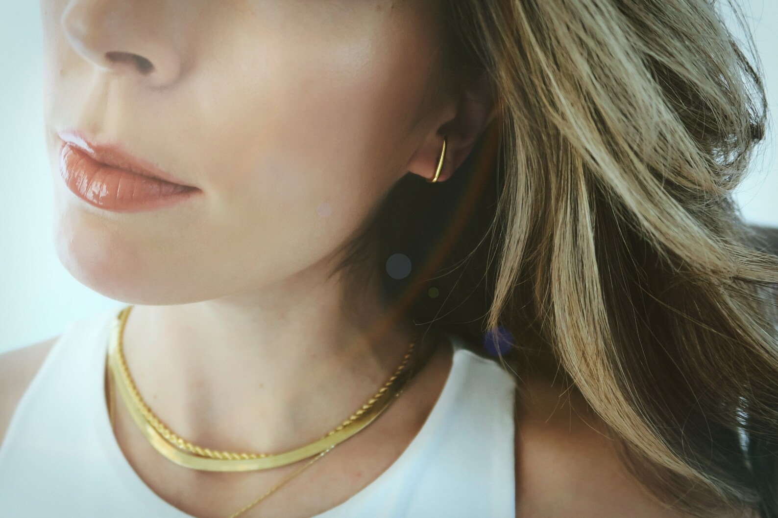 Gold Ear Bar Earrings, Gold-plated Ear Huggies, Simple Gold Earrings ...