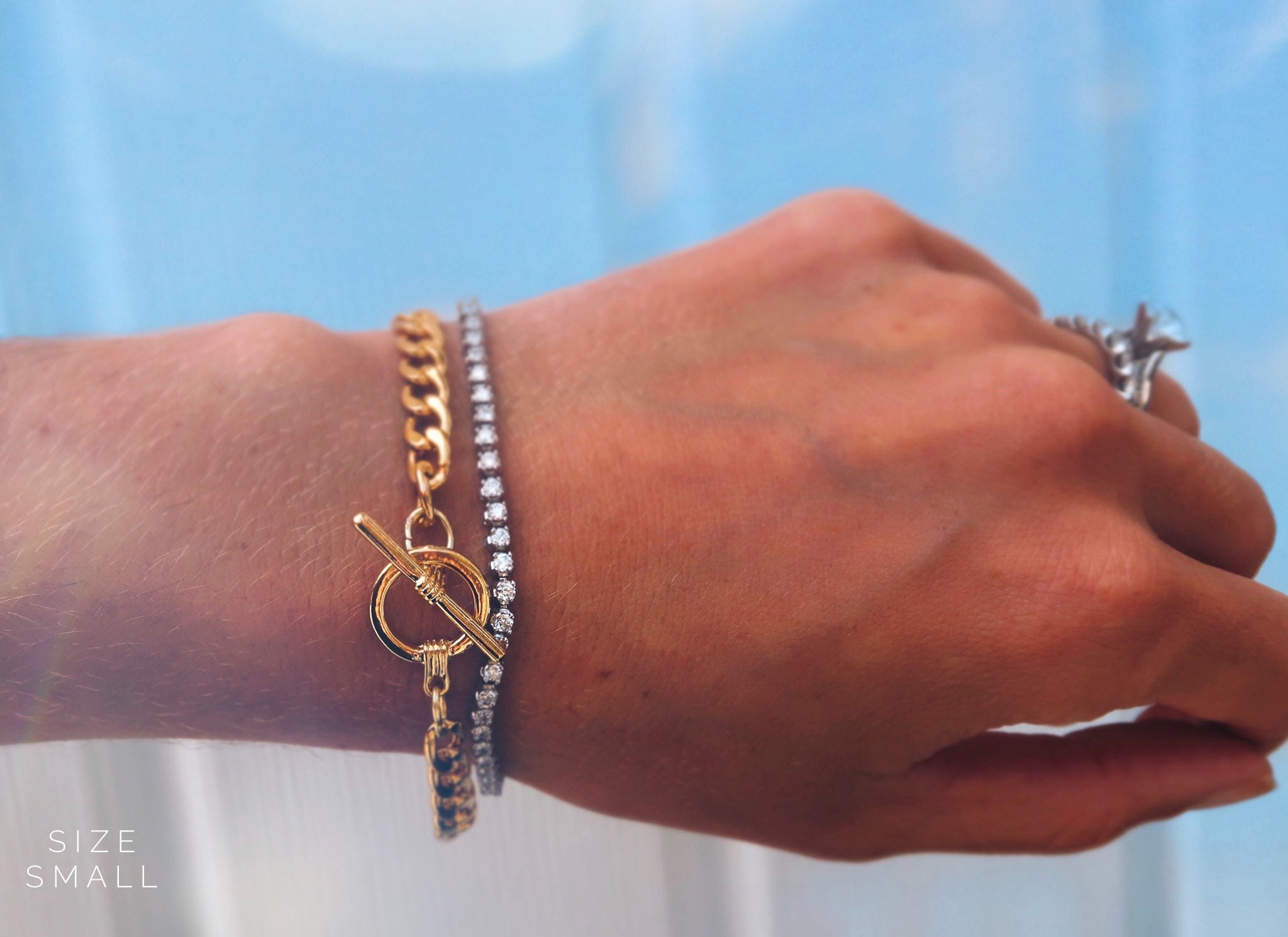 Curb Link Gold-plated Bracelet, Gold Chain Bracelet, Gold Cuban Link ...