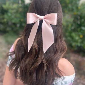 Brigitte Hair Bow Barrette, Pink Hair Bow, Easter Hair Bow, Rose Gold ...